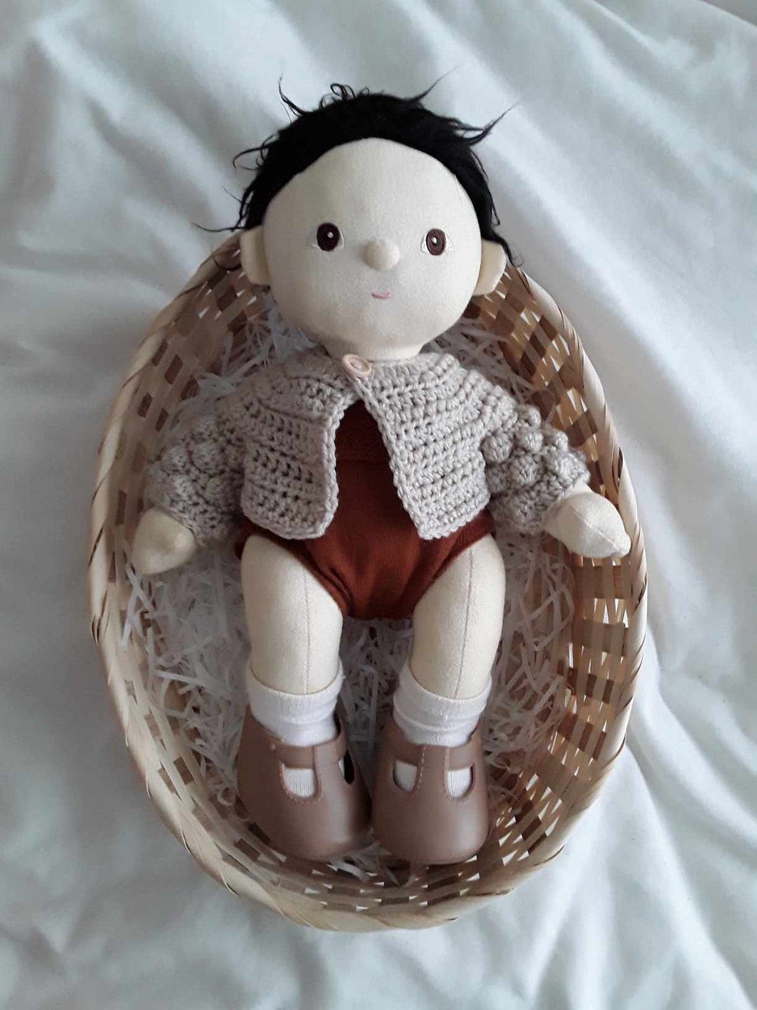 Dinkum Doll Clothes Hand Crocheted Cropped Bobbled Sleeved Cardigan ...