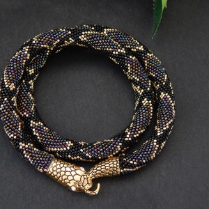 Snake Choker Necklace Snake Jewelry for Women Snake Beaded Crochet ...
