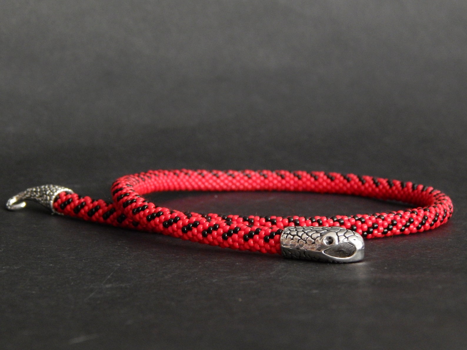 Red Snake Necklace Bead Crochet Rope Necklace Totem Necklace | Etsy
