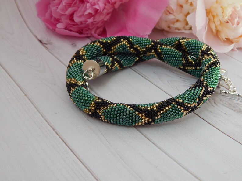 Animal necklace snake christmas necklace Green python necklace | Etsy