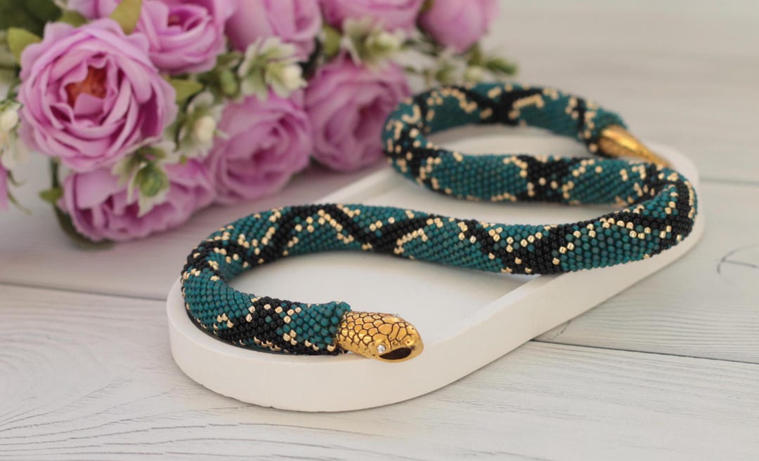 Green Snake Necklace Snake Jewelry Women Python Print Serpent Necklace ...