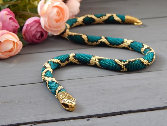 Green Snake Necklace Serpent Necklace Snake Choker Birthday - Etsy