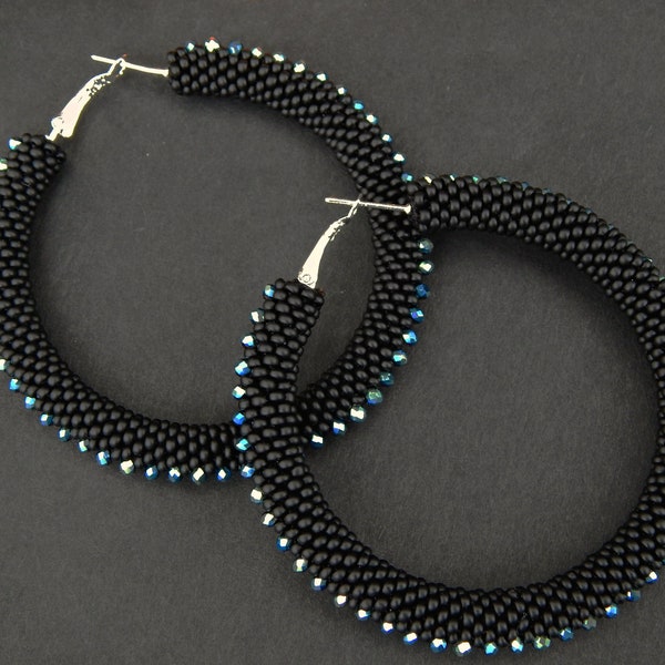 Shop Black Hoop Earrings Online - Etsy