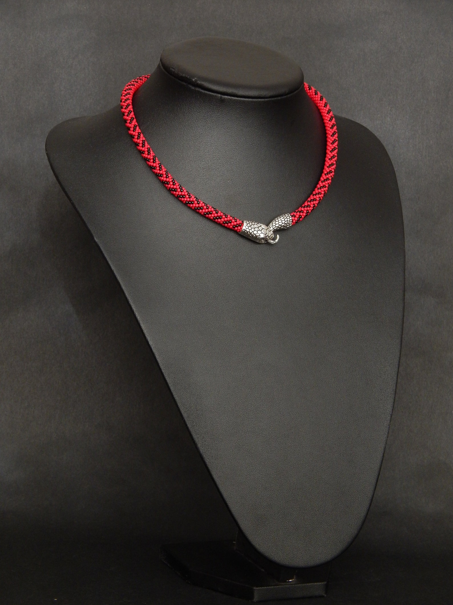 Red Snake Necklace Bead Crochet Rope Necklace Totem Necklace - Etsy