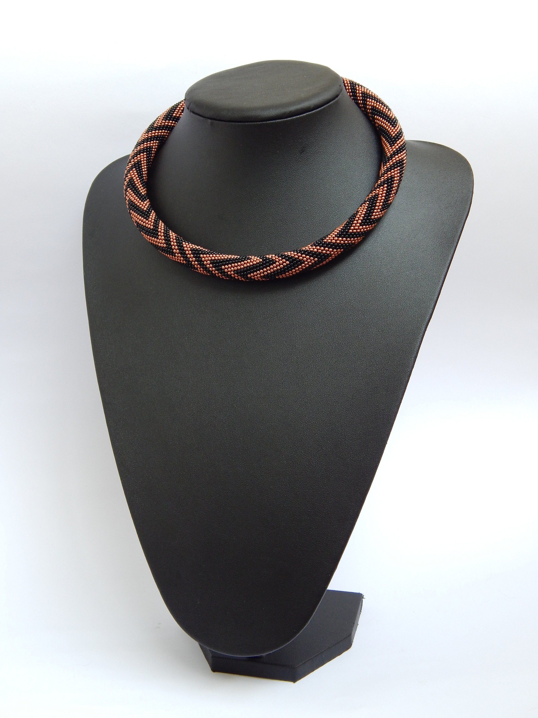 Black Necklace Seed Bead Crochet Necklace Bead Rope Necklace | Etsy