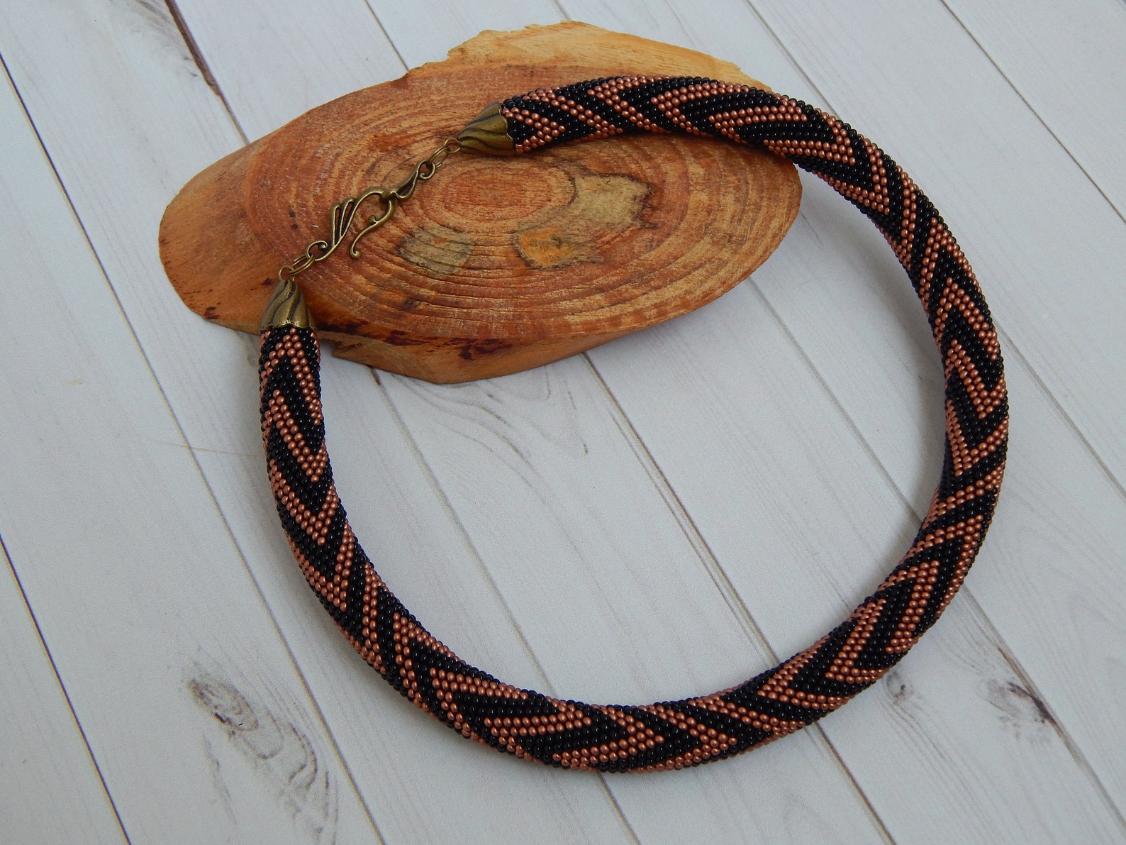 Black Necklace Seed Bead Crochet Necklace Bead Rope Necklace | Etsy