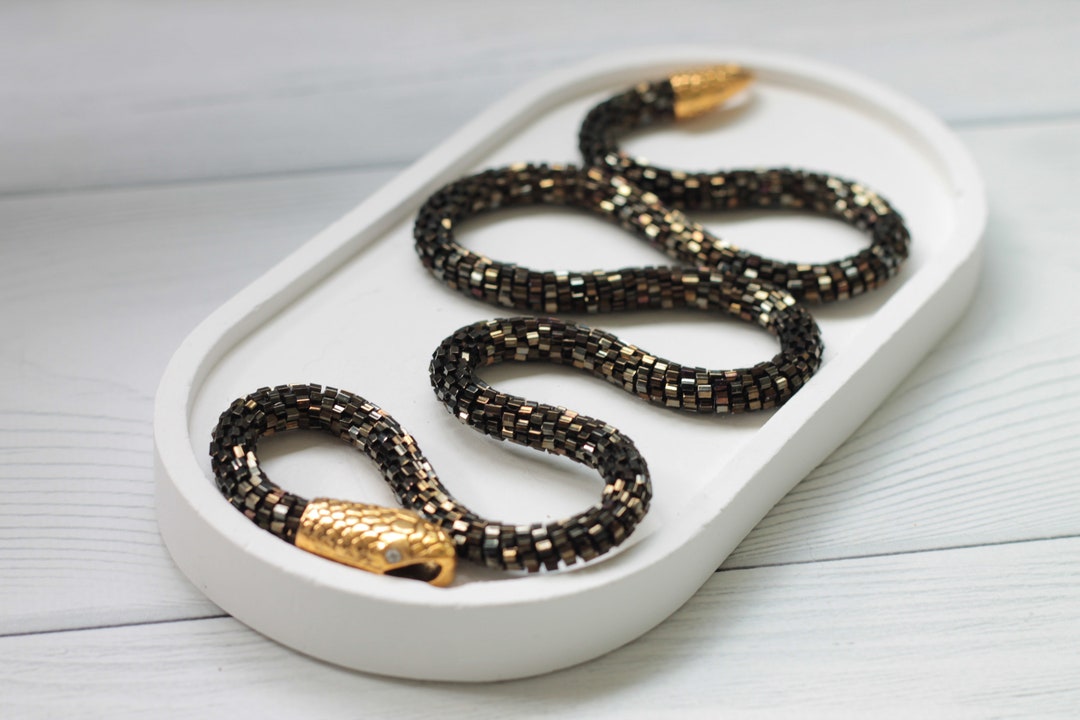 Beaded Gold Snake Necklace Crochet Python Jewelry for Women - Etsy