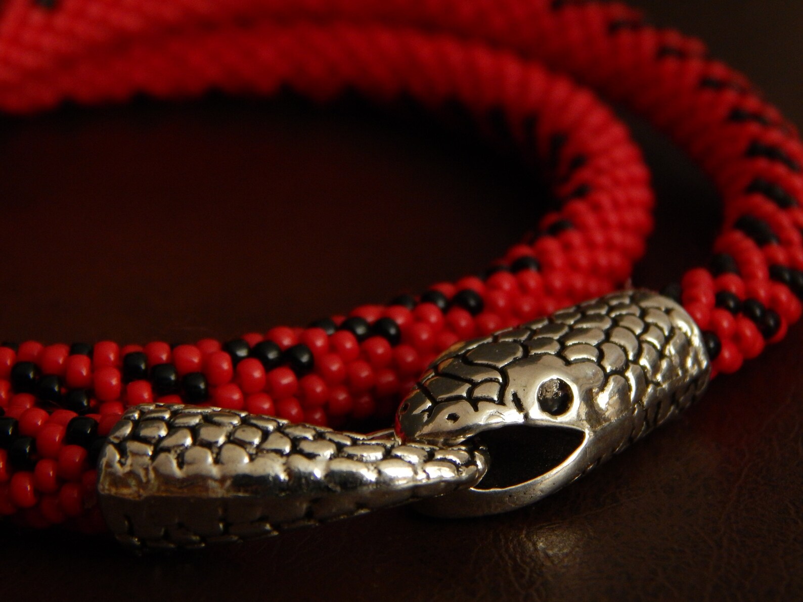 Red Snake Necklace Bead Crochet Rope Necklace Totem Necklace | Etsy