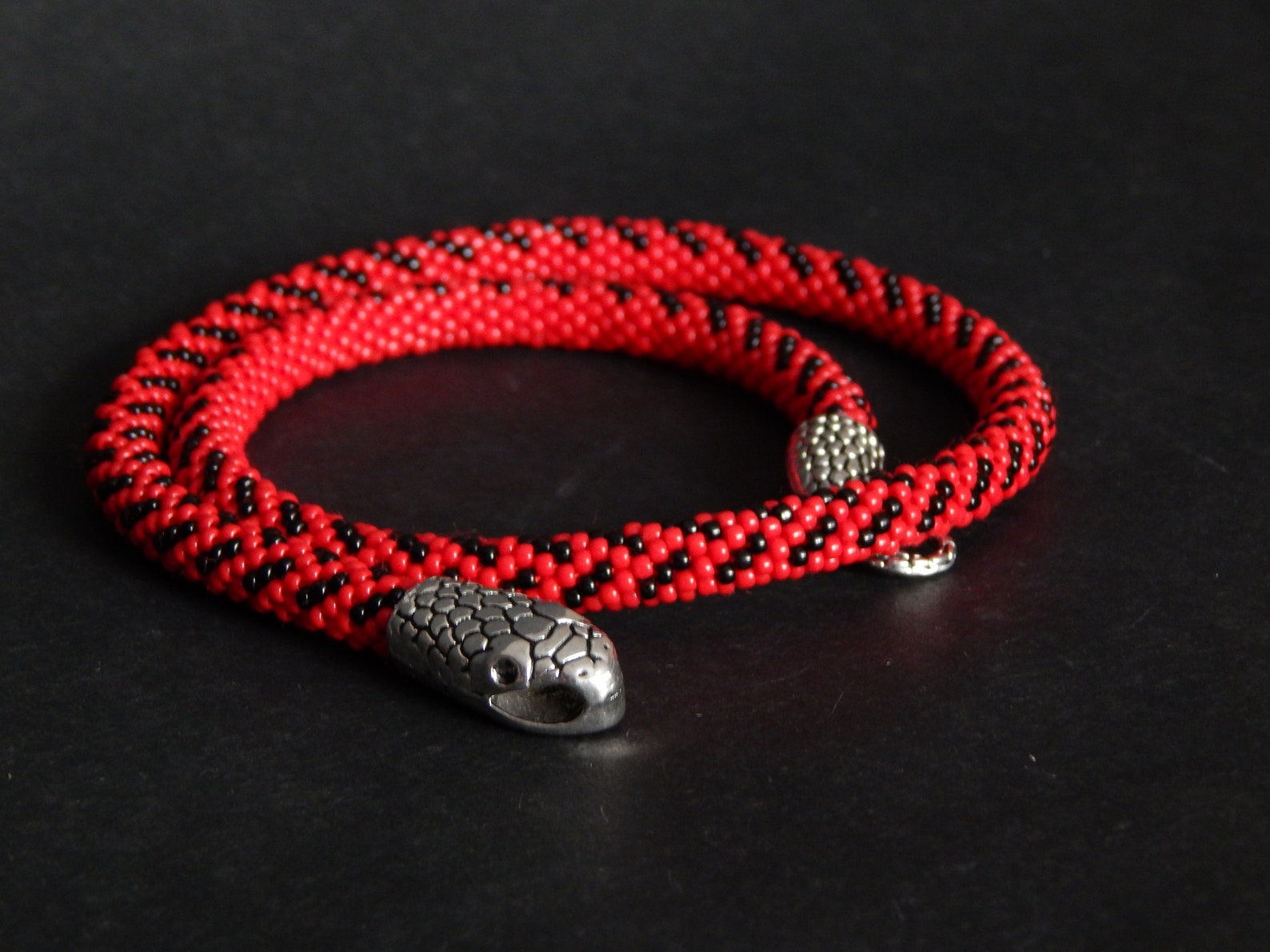 Red Snake Necklace Bead Crochet Rope Necklace Totem Necklace - Etsy