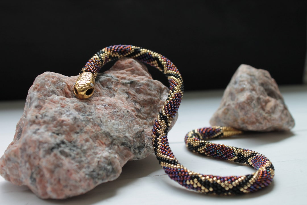 PDF Pattern for Snake Crochet Necklace Handmade Bead Work Snake ...
