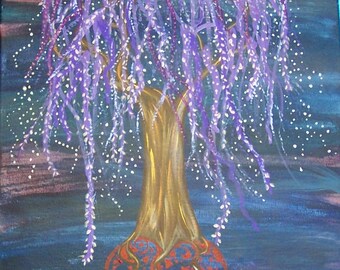 Purple tree painting | Etsy