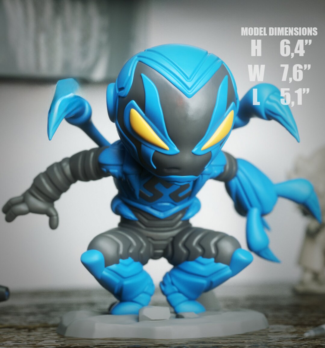 Blue Beetle Chibi Cybernetic Insectoid Hero STL Dynamic Sci-fi 3D Print ...