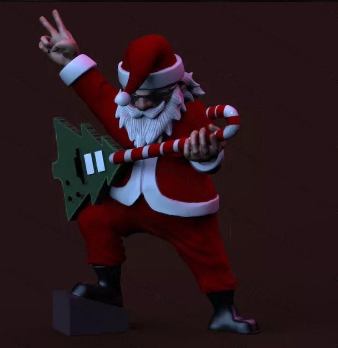 Rock Star Santa STL File, Christmas-themed 3D Printable Musician Model ...