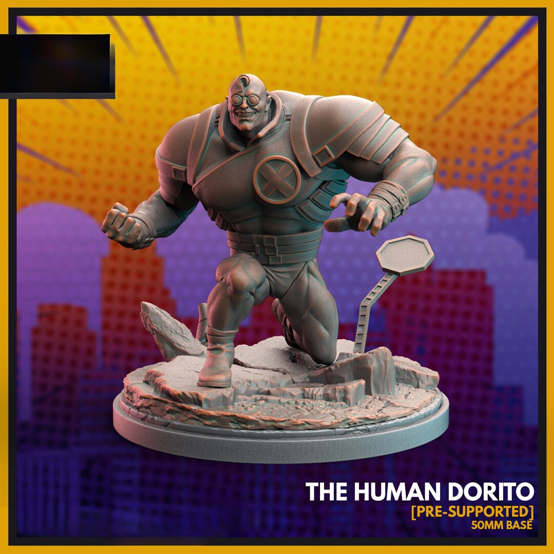 The Human Dorito Figure STL Mighty Hero Miniature on 50mm Base for 3D ...