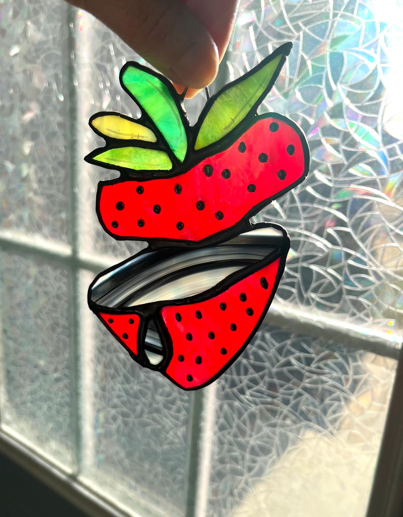 Psychedelic Trippy Strawberry Stained Glass Suncatcher - Etsy