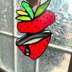 Psychedelic Trippy Strawberry Stained Glass Suncatcher - Etsy