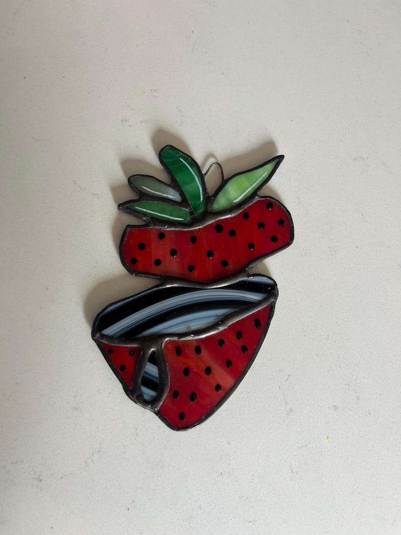 Psychedelic Trippy Strawberry Stained Glass Suncatcher - Etsy