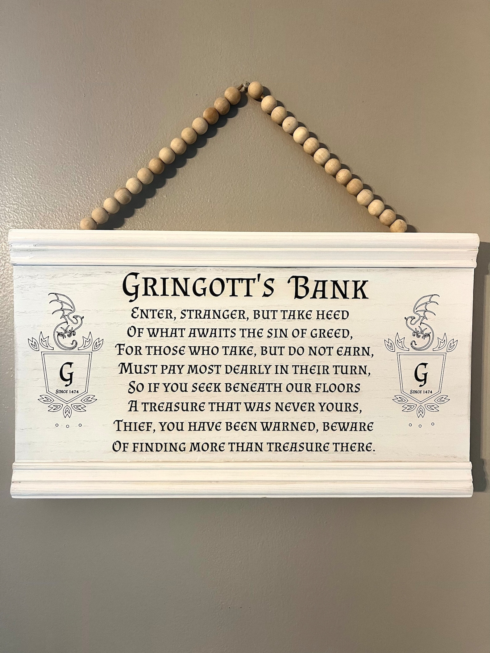 Gringotts Bank Sign Wall Wood Sign Laser Engraved HP Fan - Etsy