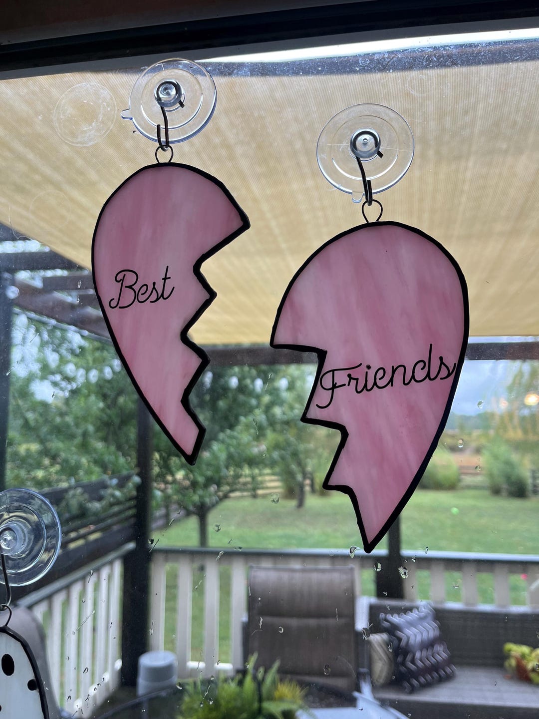 Best Friends Half Hearts Stained Glass Handmade Bffs - Etsy