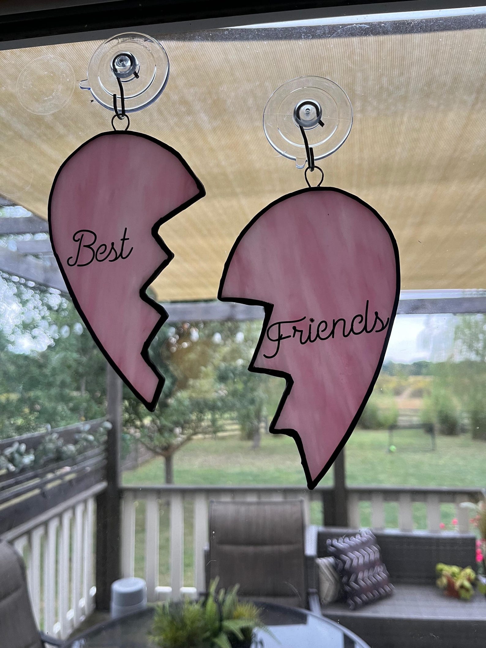 Best Friends Half Hearts Stained Glass Handmade Bffs - Etsy