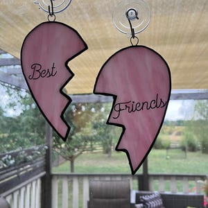 Best Friends Half Hearts Stained Glass Handmade Bffs - Etsy