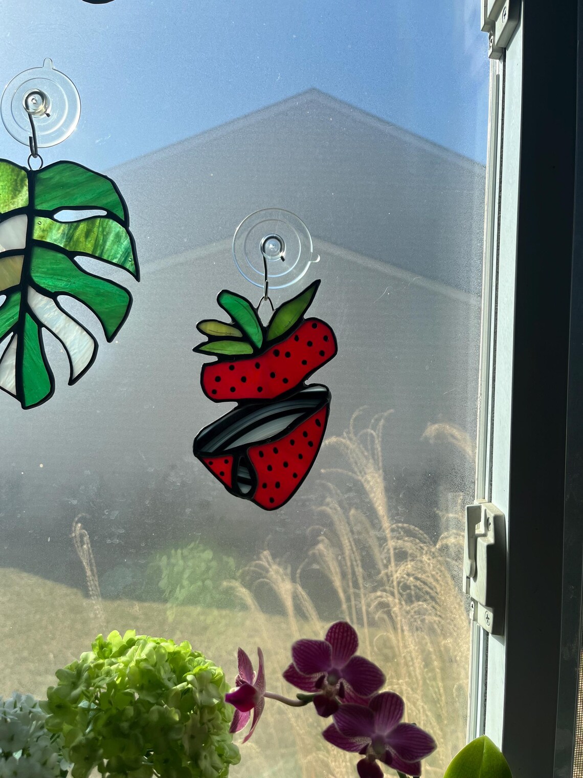Psychedelic Trippy Strawberry Stained Glass Suncatcher - Etsy