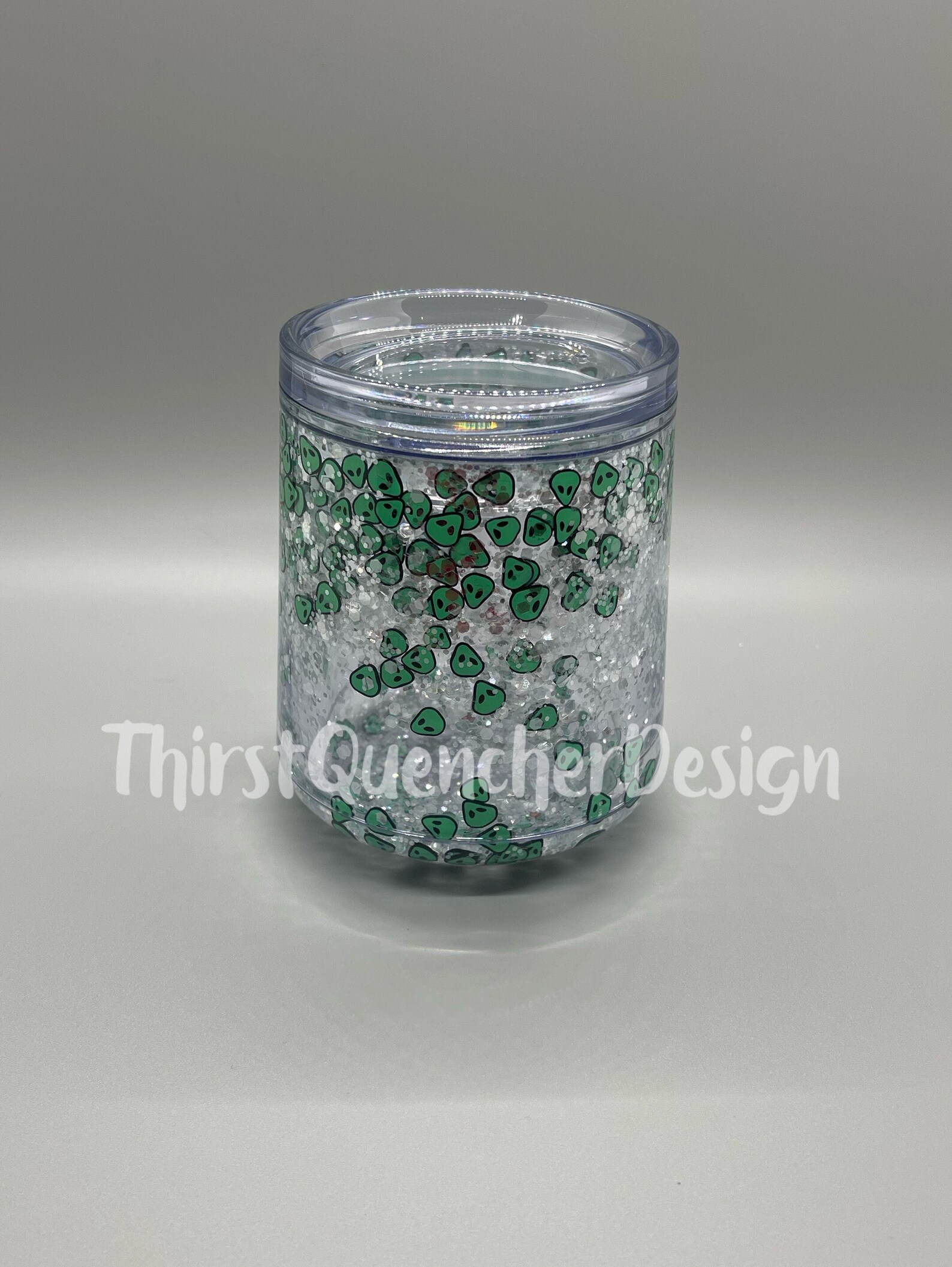 Alien Snow Globe Wine Glass, Snow Globe Tumbler, Wine Glass, Glitter ...