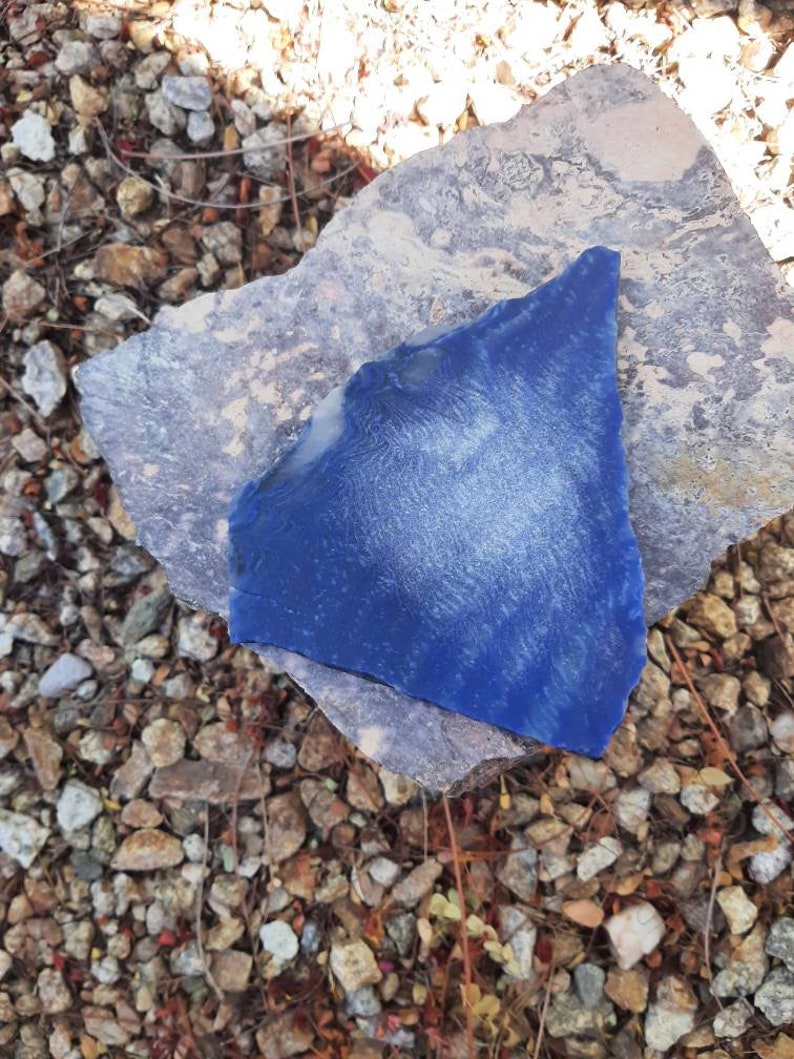 Rare Blue Quartz Cabbing Slab, Crystal Blue Dumotierite, Lapidary, Rock ...