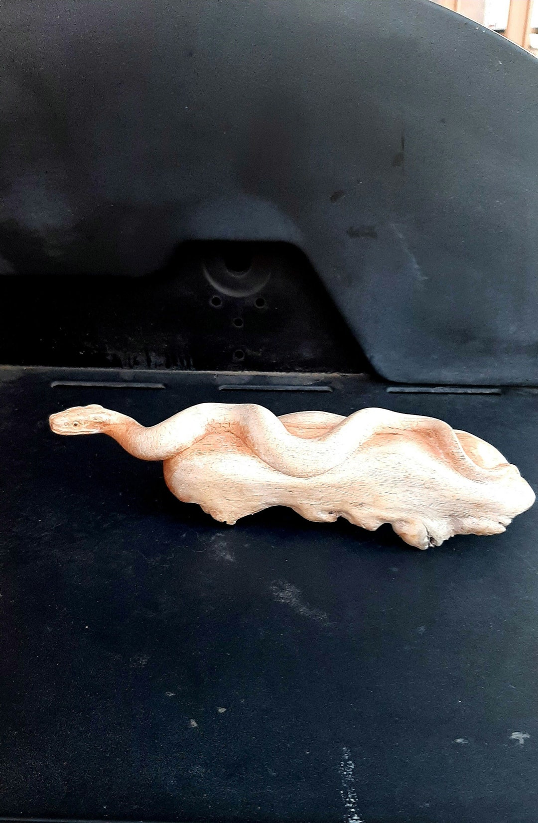 Wood Carving Snake, Rattlesnake Carving With Realistic Detail, Garden ...
