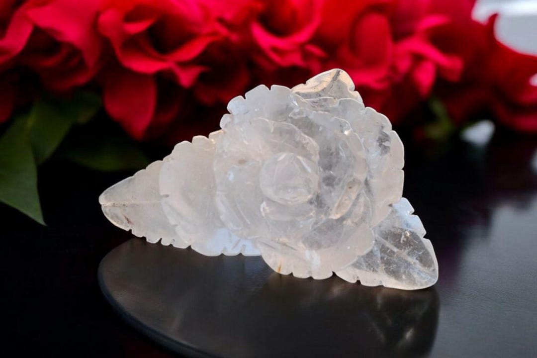 Amazing 5" White Crystal Rose Beautiful Elegant Rock Crystal for a ...