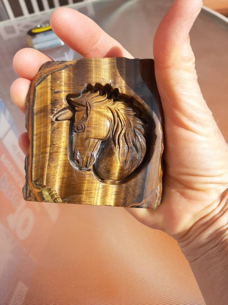 Jewelry Making & Beading Horse head Tigers eye rock slab equestrian ...