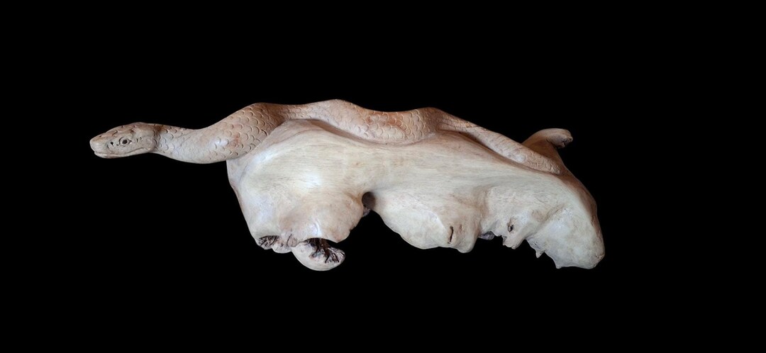 Wood Carving Snake, Rattlesnake Carving With Realistic Detail, Garden ...
