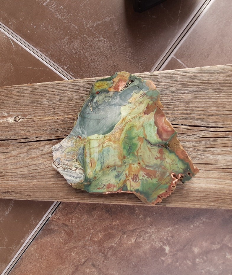 Big Green Petrified Moss Wood Slab, Raw Material Rock Slab. Cabbing ...