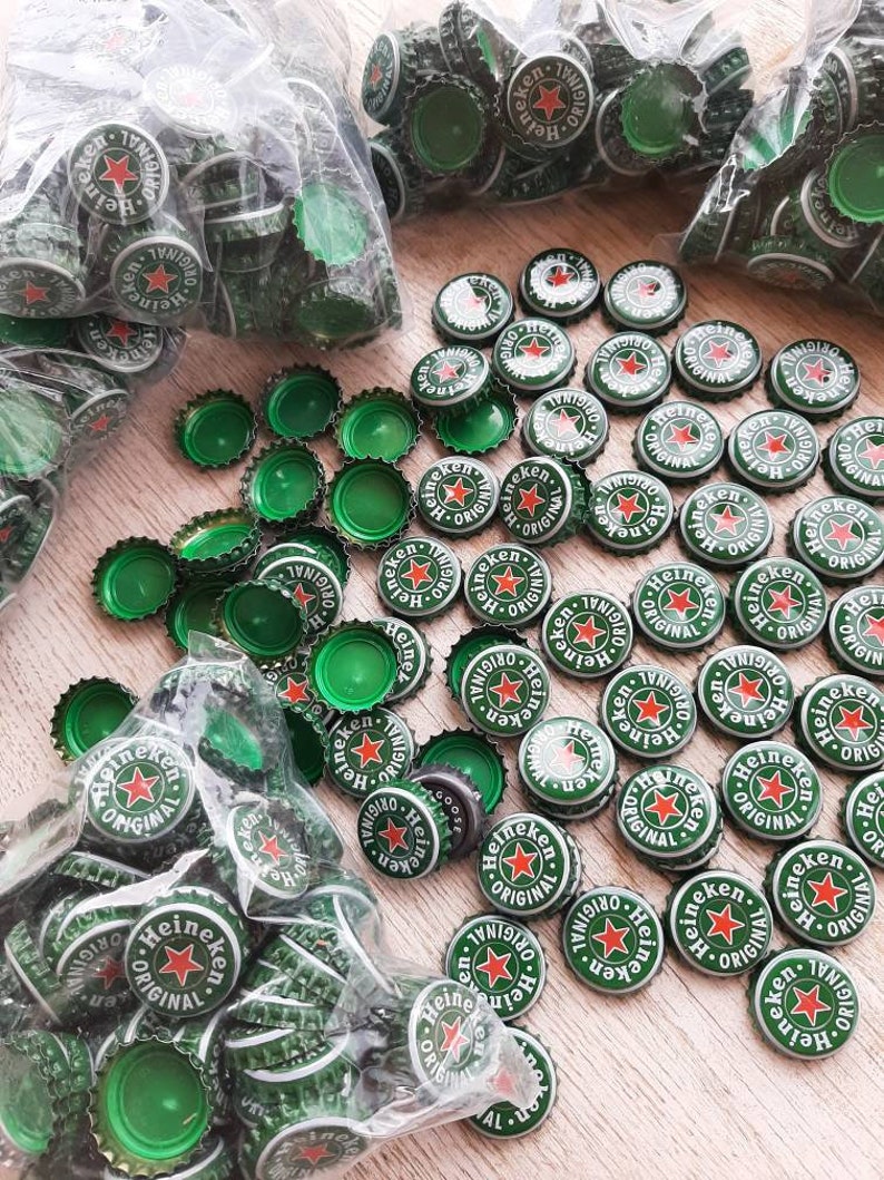 Heineken Bottle Caps, Caps From Glass Beer Bottles, Crafting Supplies ...