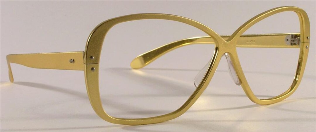 Gold Eyeglasses, Aluminum Metal Frames, Vintage Womens or Mens Glasses ...