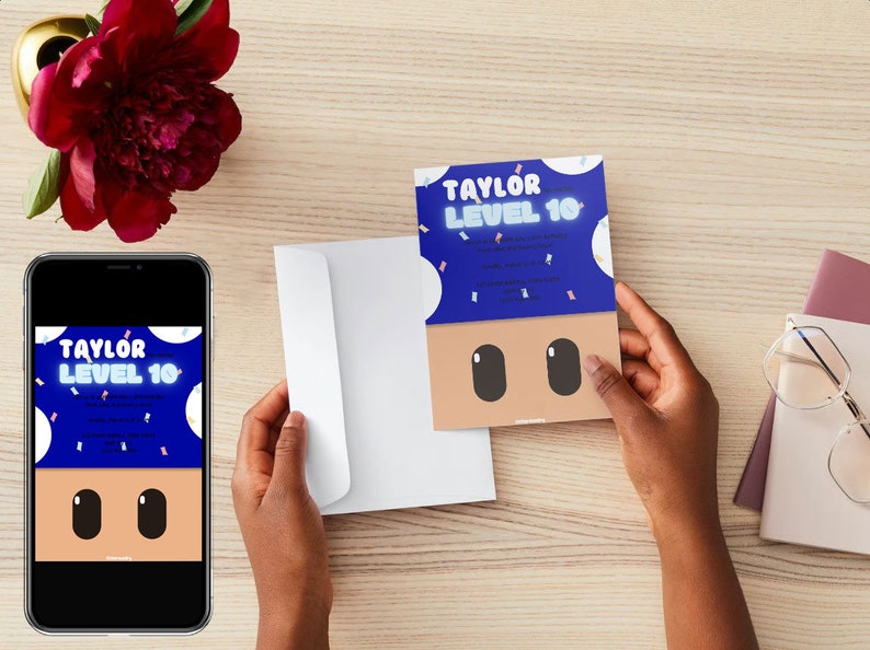 Royal Blue Toad Video Game Inspired Birthday Invitation Party - Etsy