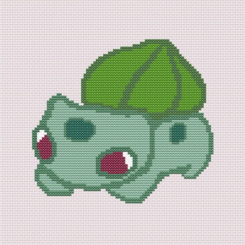 Mini Bulbasaur Inspired Poke-mon Cross Stitch Pattern PDF Small ...