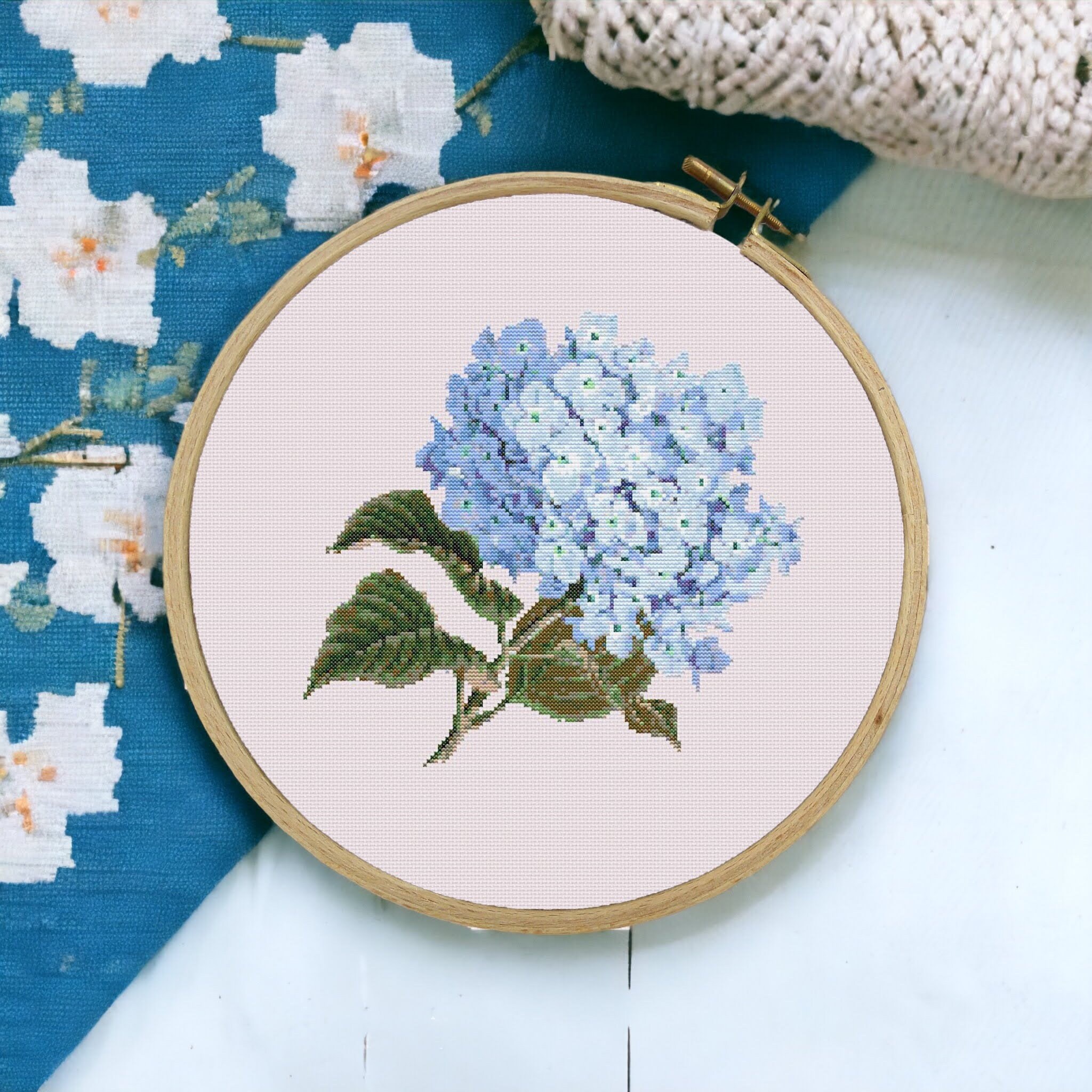 Dusty Blue Flowers Cross Stitch Pattern PDF ONLY Embroidery Pattern ...