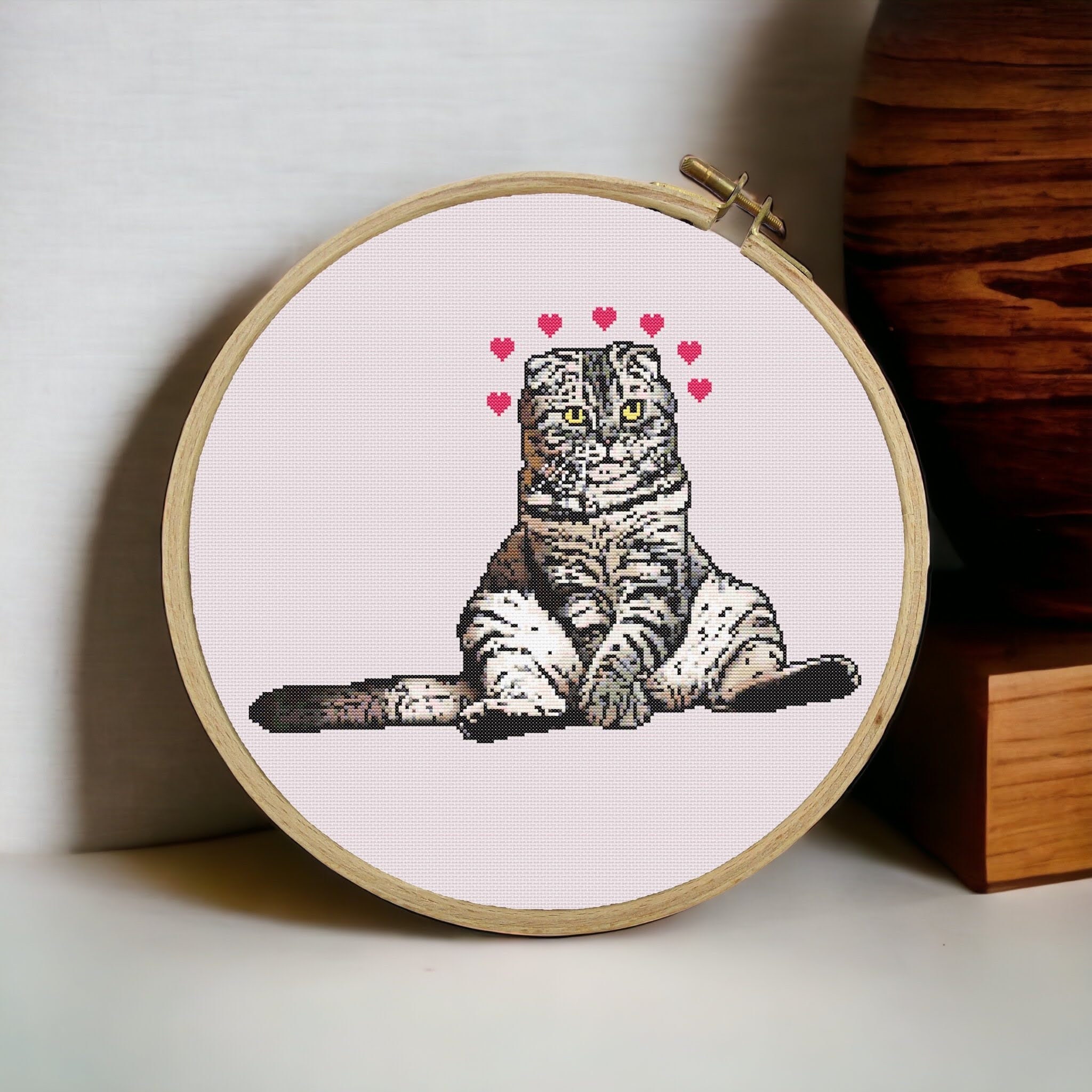 Kitty Cat Hearts Cross Stitch Pattern PDF ONLY Embroidery Pattern ...