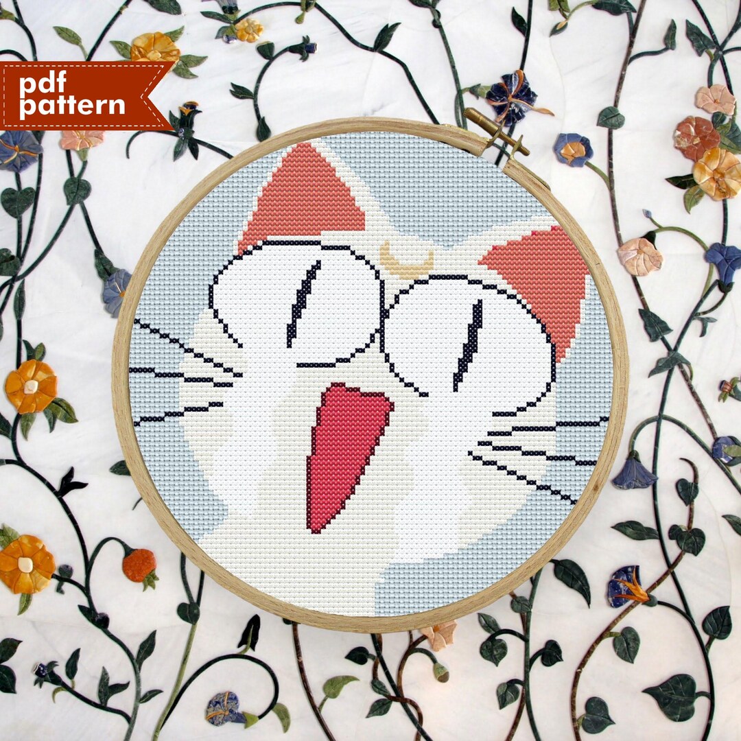 Crying Artemis White Cat Meme Small Cross Stitch Pattern PDF ONLY Mini ...