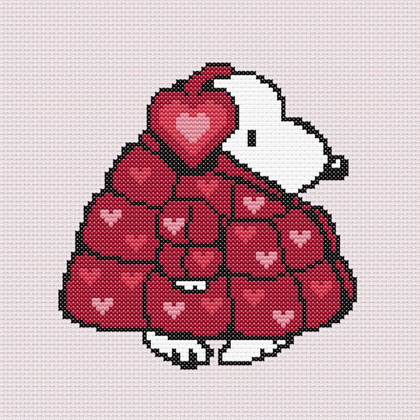 Snoopey Inspired Heart Puffy Jacket Coat Winter Valentine's Day Cross ...