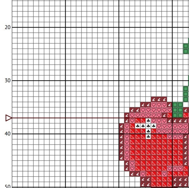Cherry Pixel Art Mini Cross Stitch Pattern PDF ONLY Embroidery Pattern 74 X 74 Stitch, Cute ...