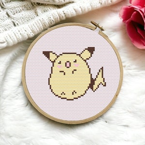 Chibi Pika Chu Inspired Mini Cross Stitch Pattern PDF Small Embroidery ...