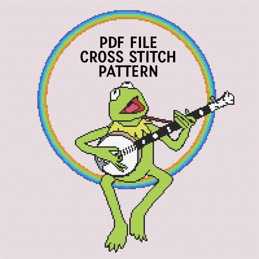 Rainbow Connection Kermit Frog Inspired Cross Stitch Pattern PDF ONLY Embroidery 200x200 DIY ...
