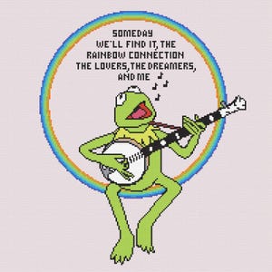 Rainbow Connection Singing Kermit Frog Inspired Cross Stitch Pattern ...