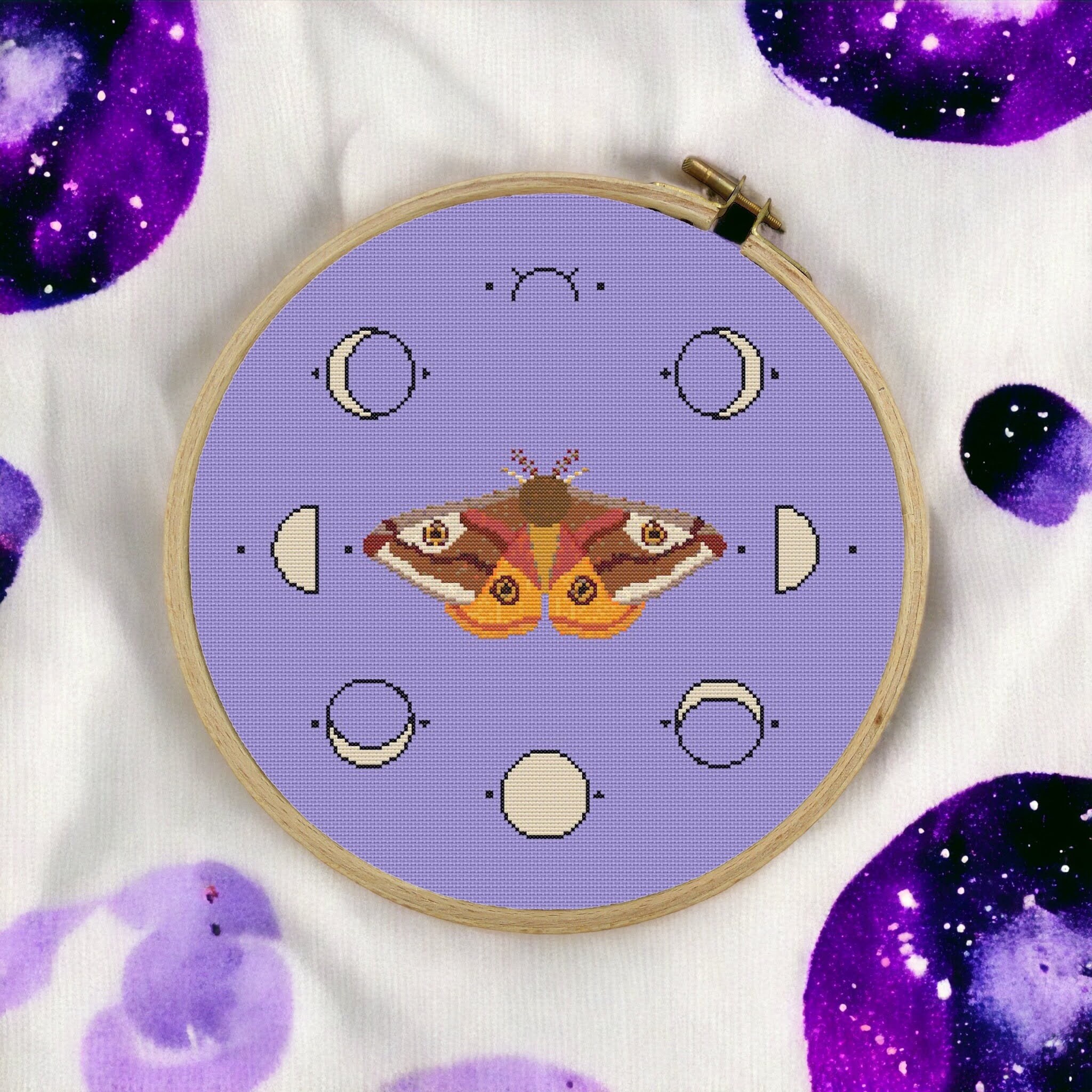 Moon Lunar Phases & Moth Cross Stitch Pattern PDF ONLY Nature ...