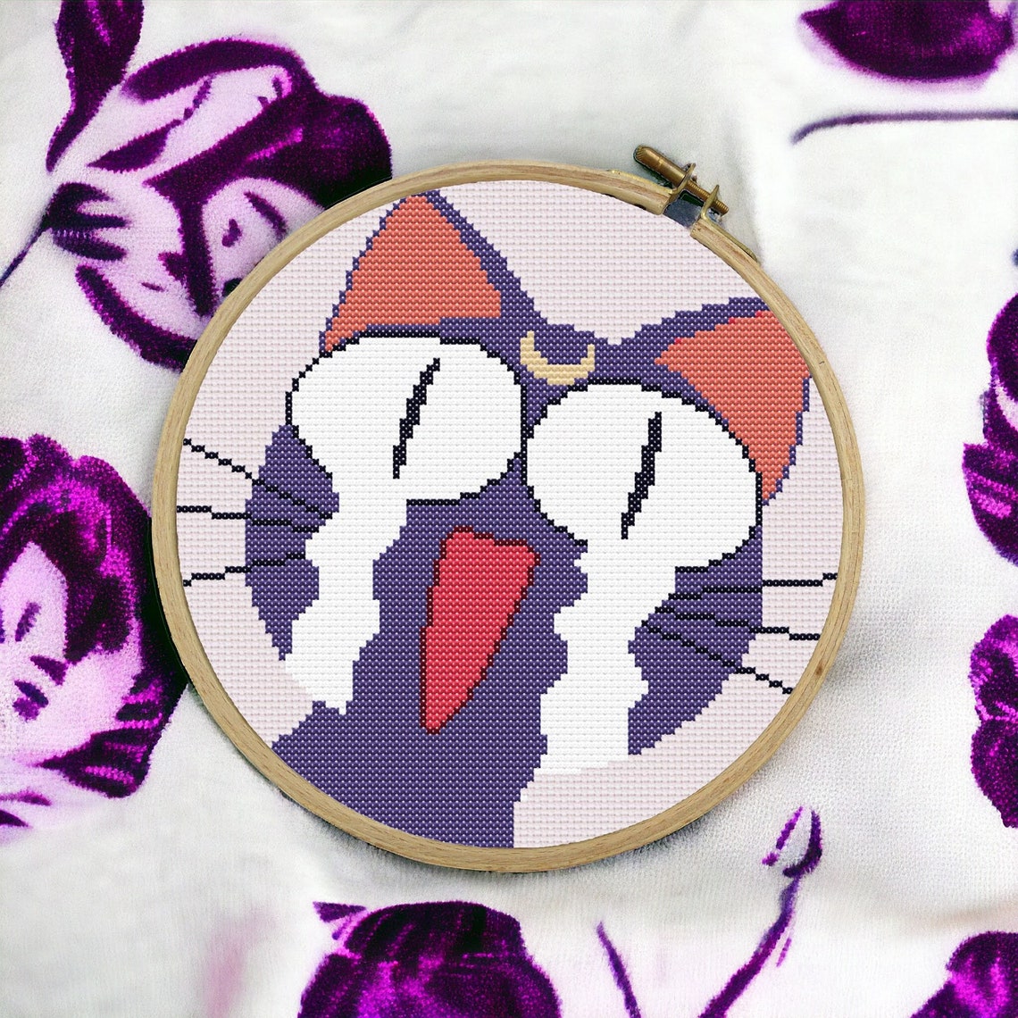 Crying Luna Moon Purple Cat Meme Small Cross Stitch Pattern PDF ONLY ...