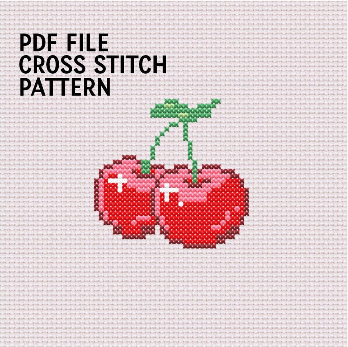 Cherry Pixel Art Mini Cross Stitch Pattern PDF ONLY Embroidery Pattern ...