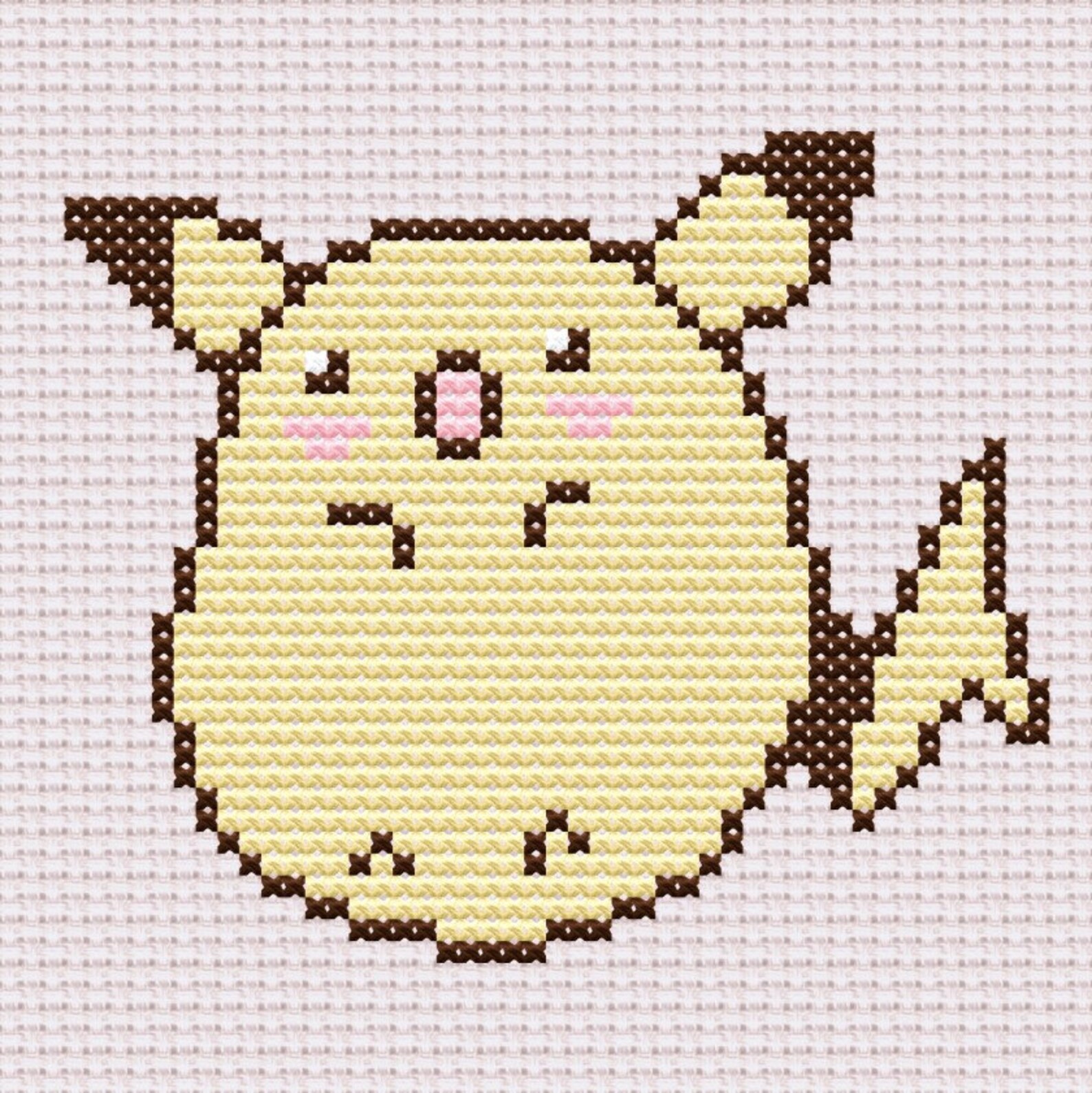 Chibi Pika Chu Inspired Mini Cross Stitch Pattern PDF Small Embroidery ...