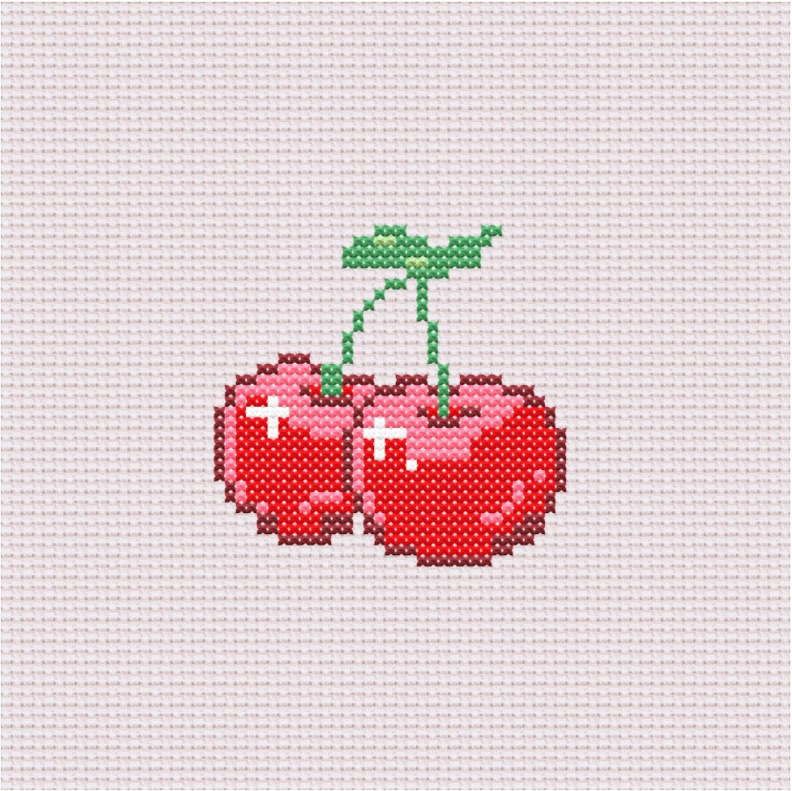 Cherry Pixel Art Mini Cross Stitch Pattern PDF ONLY Embroidery Pattern ...